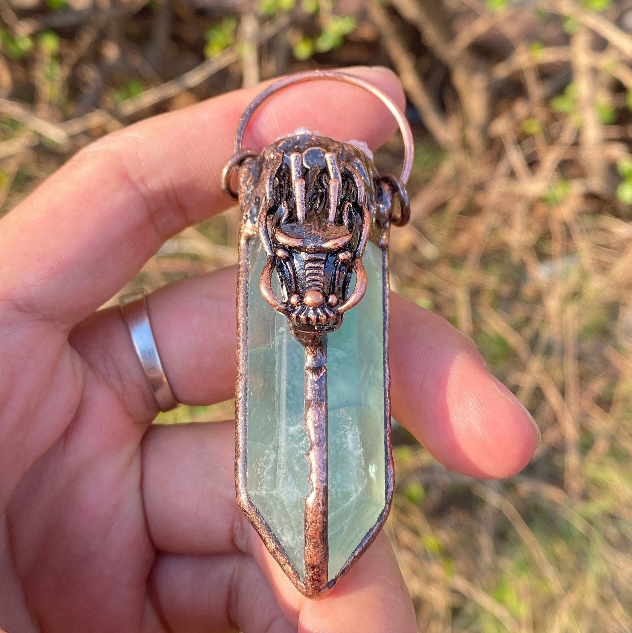 Fluorite Tower Point Retro Pendants Natural Fluorite Pendant - Etsy