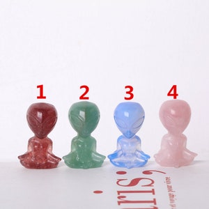 Hand Carved Gemstone ET Aliens Figurine ,crystal Quartz Meditation ...