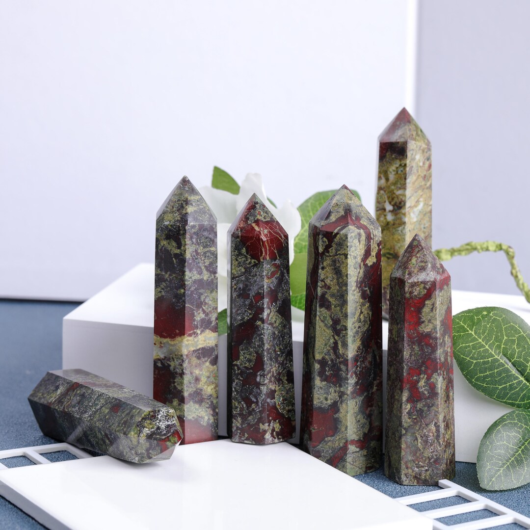 Natural Dragon Bloodstone Tower, Dragon Bloodstone Point, Gemstone ...