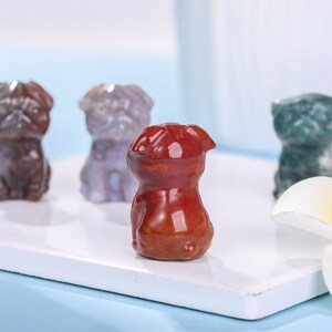 1 Inch ,natural Indian Agate Crystal Pug Figurine,crystal Pet ,gems Dog ...
