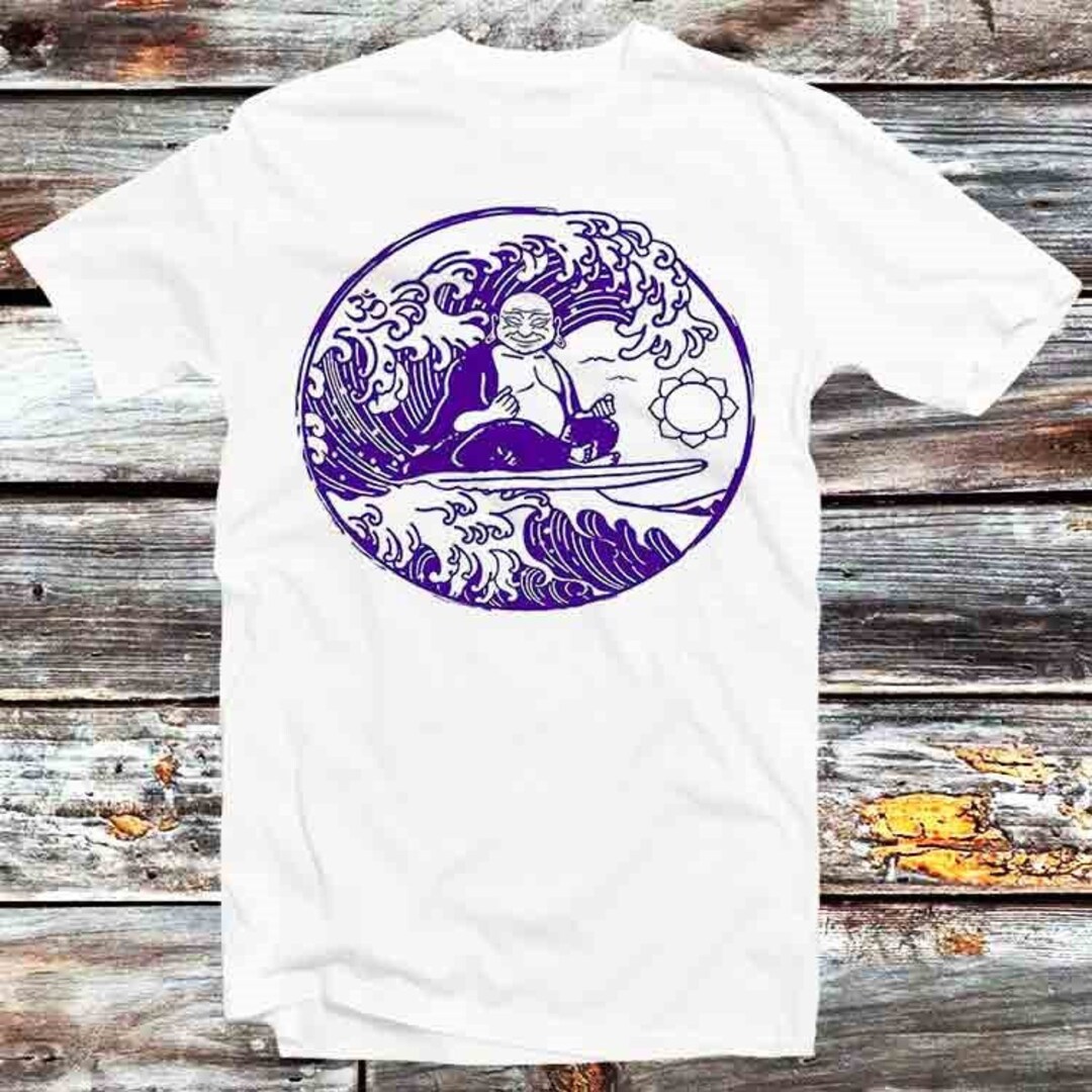 Buddha Surfing Zen OM the Great Wave off Kanagawa T Shirt Vintage Retro ...