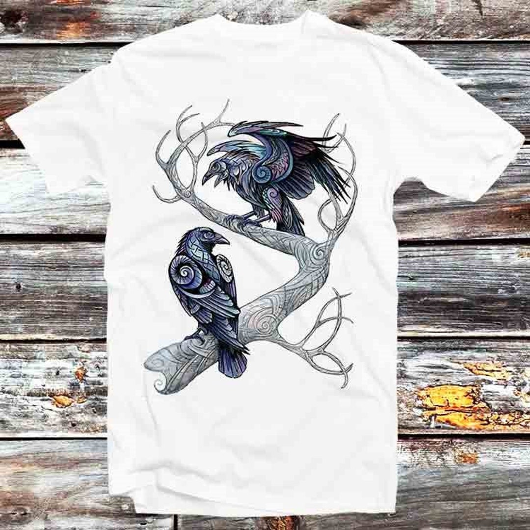 Hugin and Munin Ravens Norse Mythology Viking God Odin Raven T Shirt ...