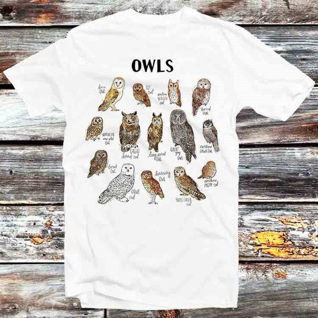 Owls Types Birds Nature Planet Universe T Shirt Vintage Retro Cool Gift ...