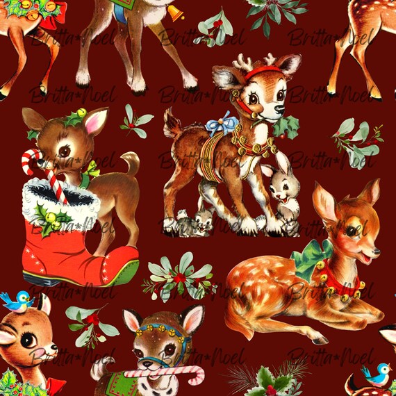 Vintage Retro Reindeer Seamless Pattern for Christmas Vintage - Etsy
