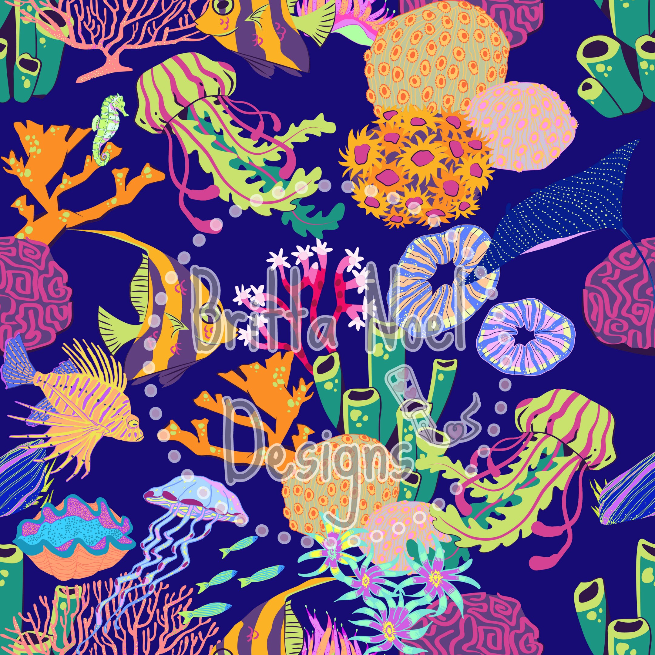 Under the Sea Seamless Design Coral and Fish Seamless File - Etsy