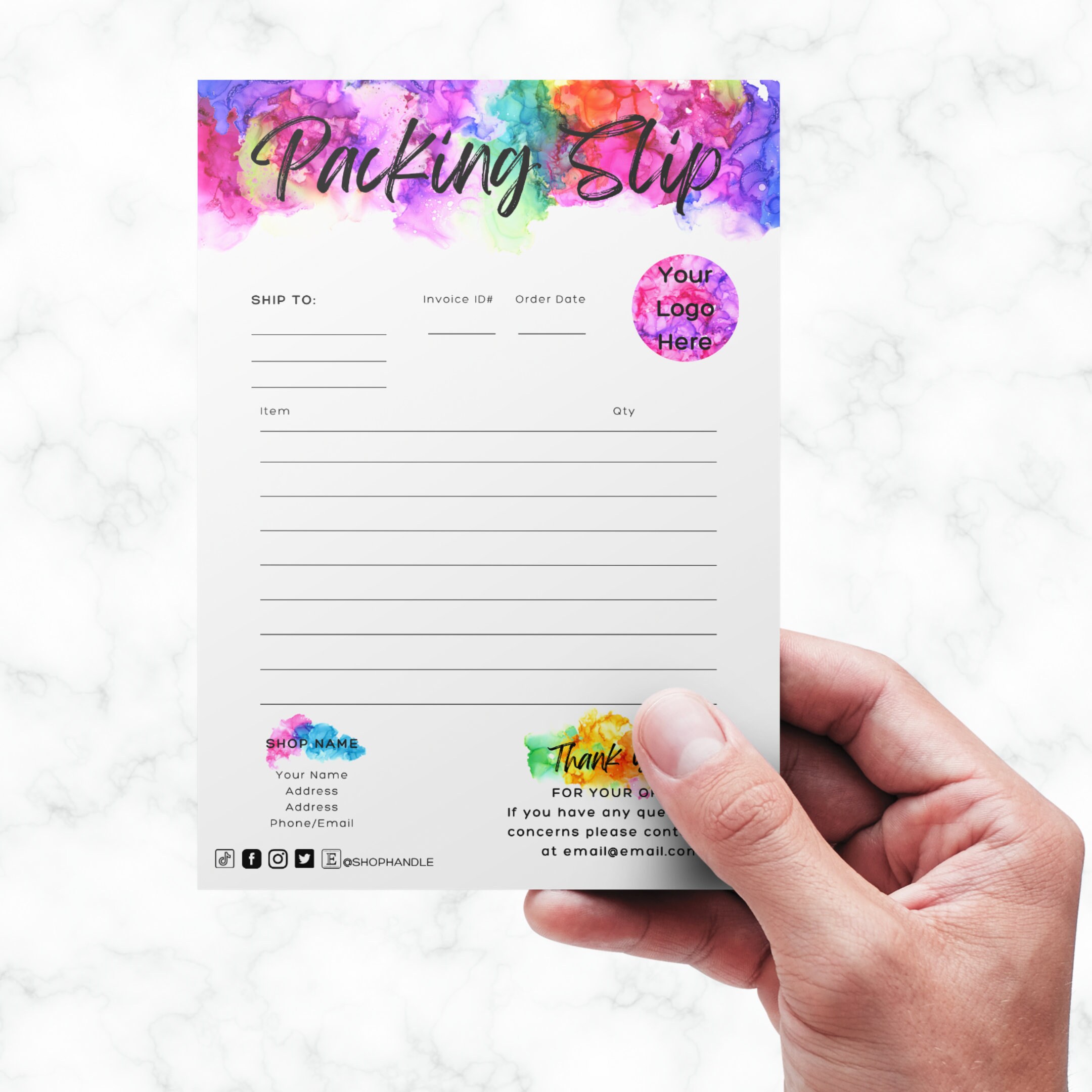 Editable Packing Slip Template Edited in Canva color Melt - Etsy