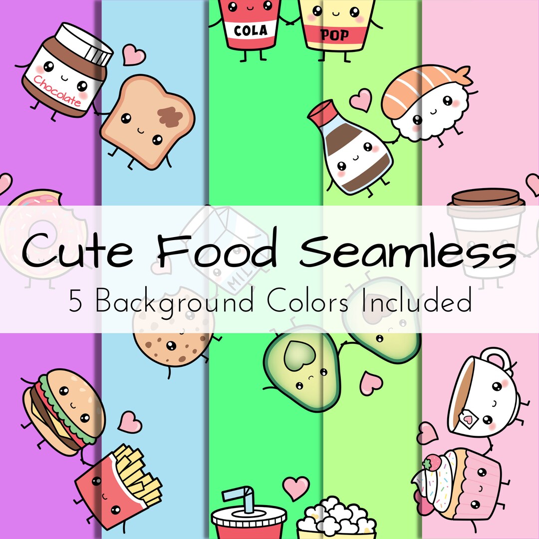 Cute Snacks Seamless Digital Pattern, Food Seamless Valentines Day ...
