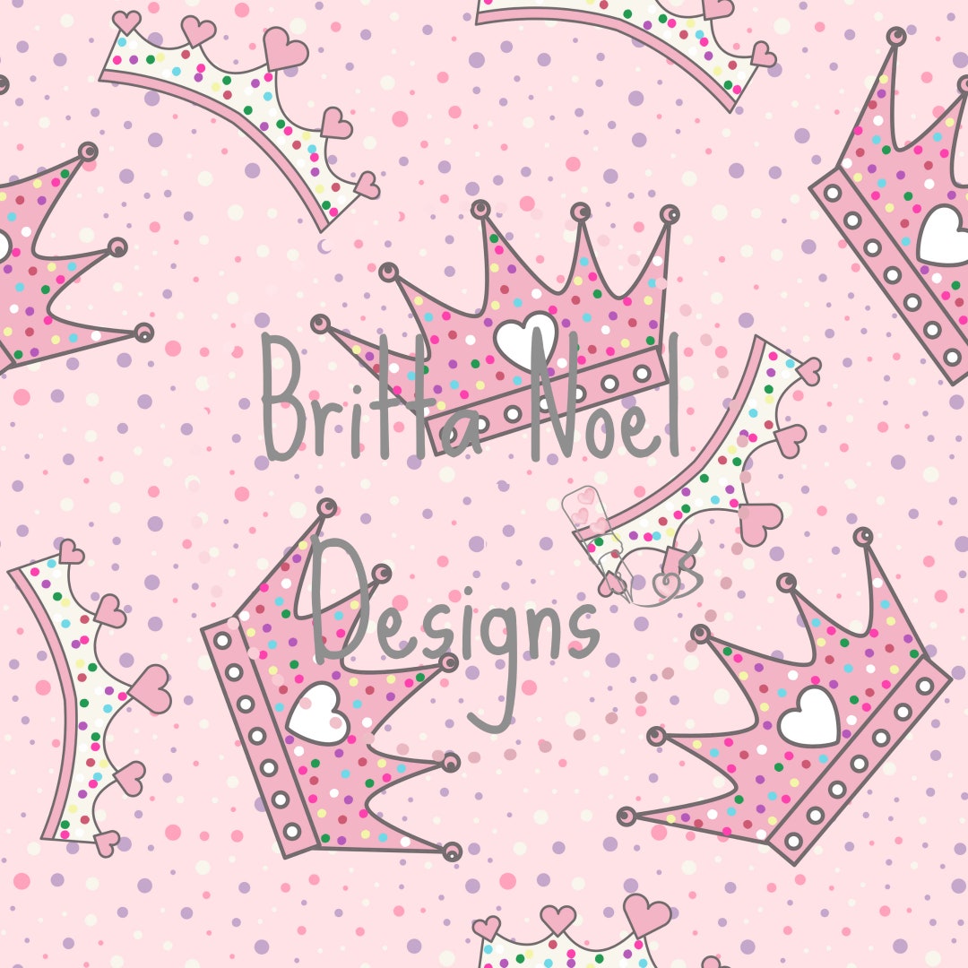 Pretty Pink Princess Crown Seamless Design - Etsy