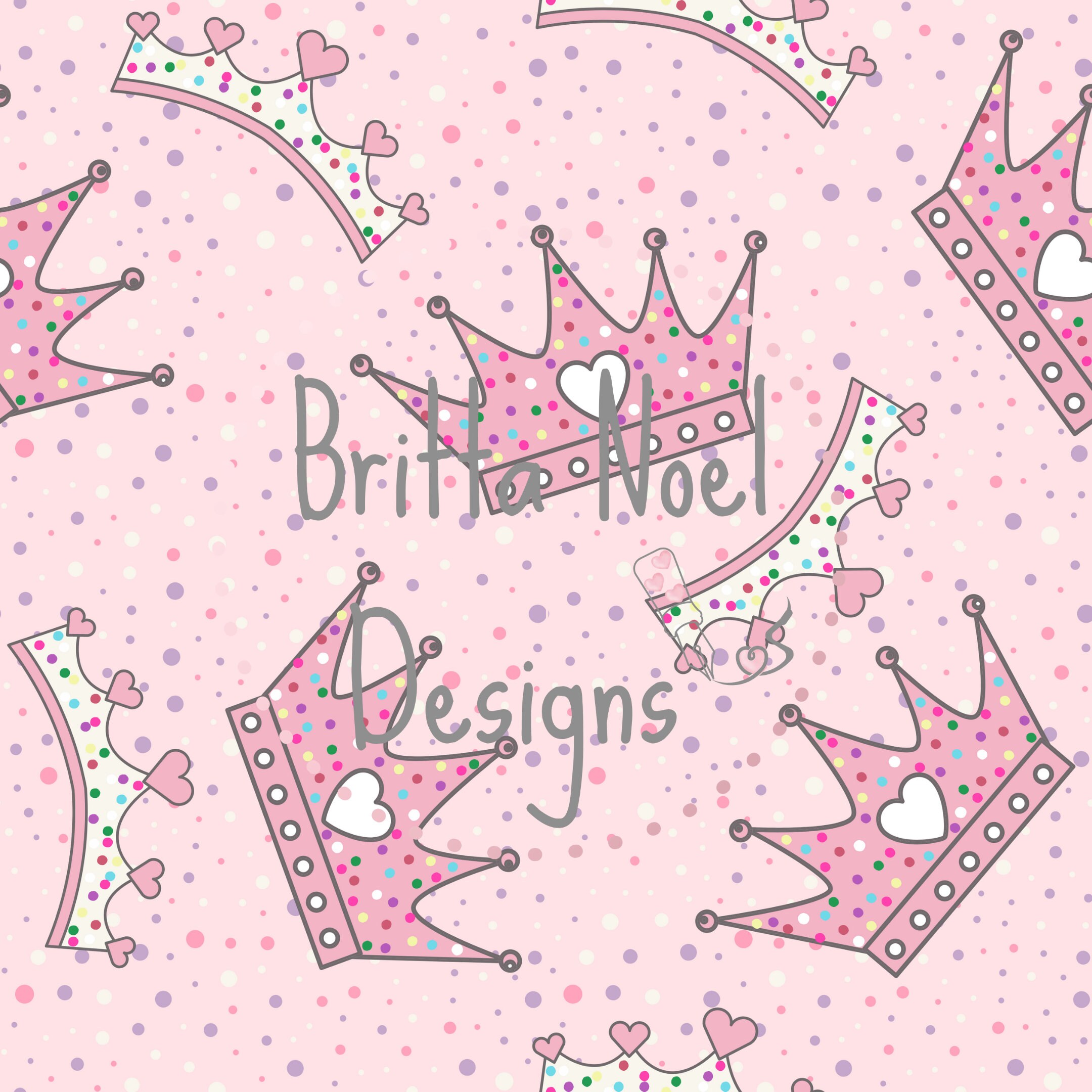 Pretty Pink Princess Crown Seamless Design - Etsy