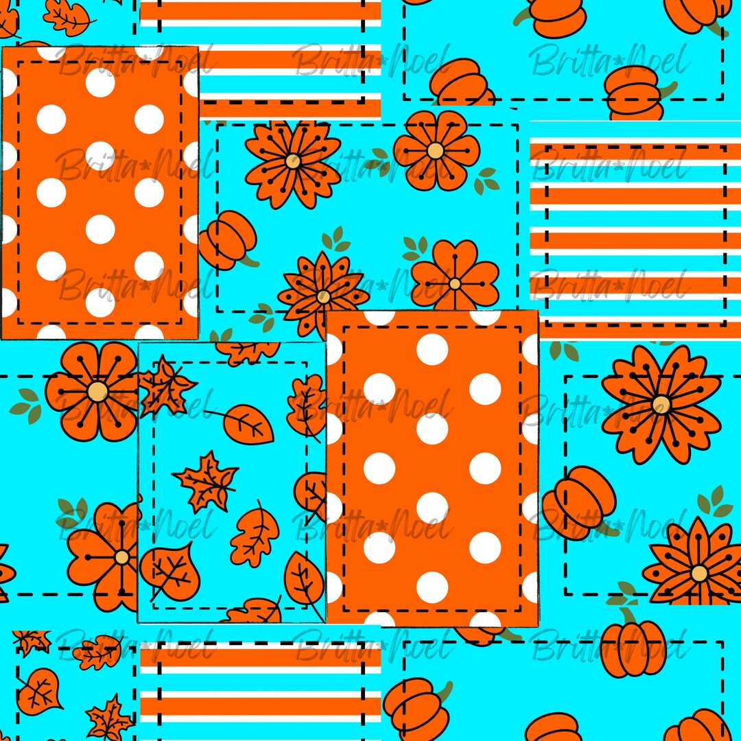 Fall Patchwork Quilt Seamless Pattern, Fall Seamless, Pumpkin Patch ...