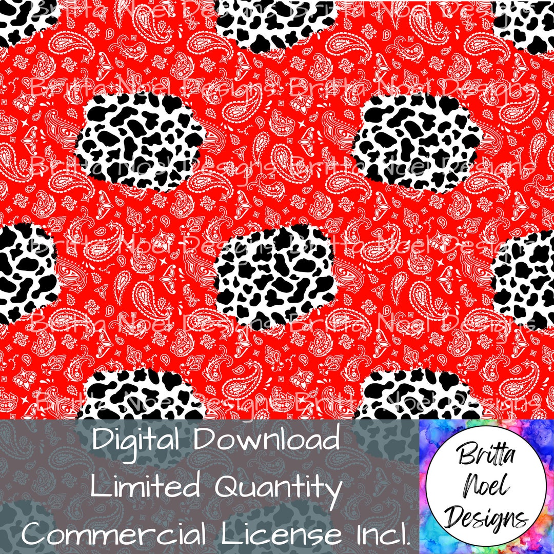 Red Bandana Cow Print Seamless Design, Seamless Digital Paper - Etsy