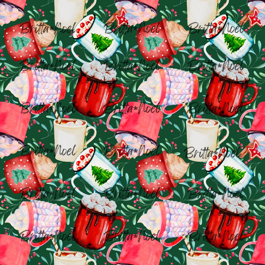 Coffee Seamless Pattern for Christmas, Christmas Design, Christmas ...
