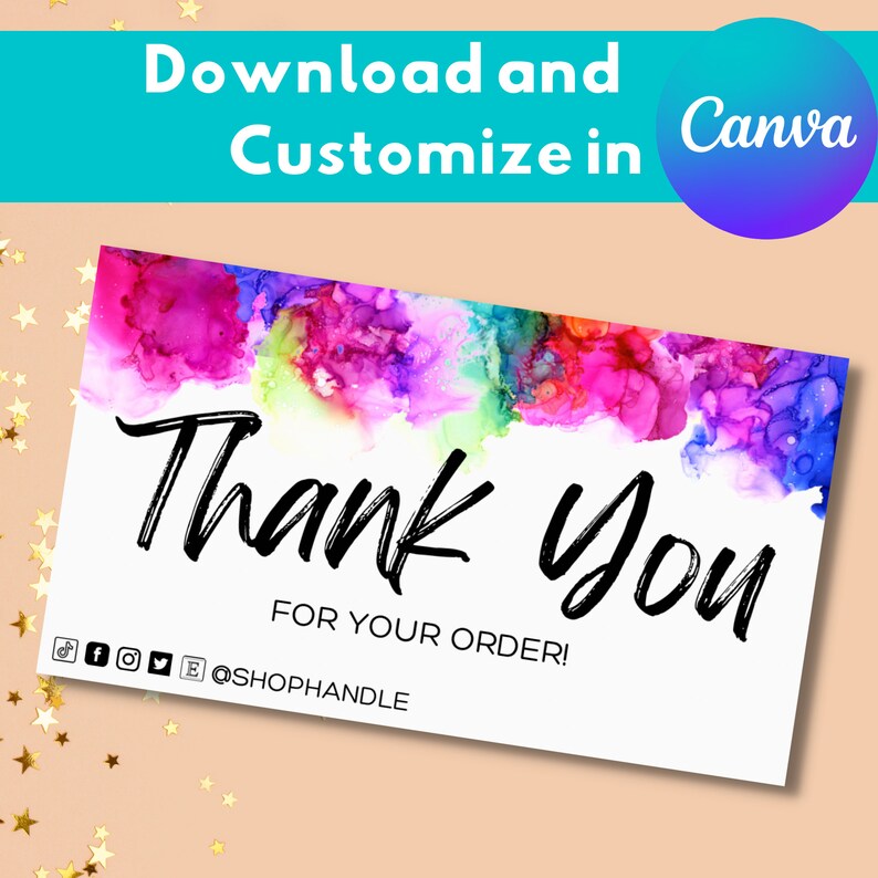 Editable Thank You Template Mailer Insert Printable Cards | Etsy