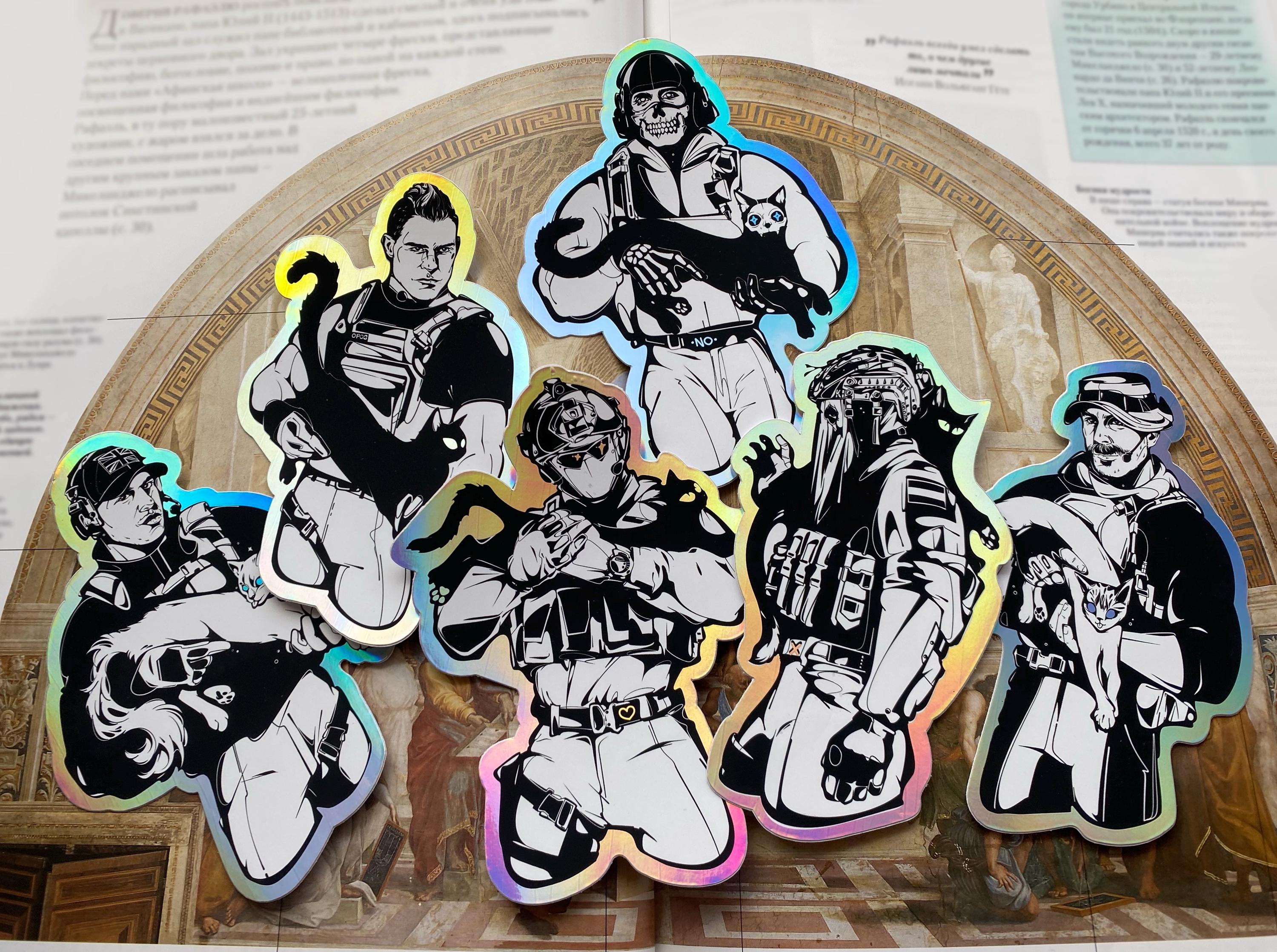 Vinyl Sticker Set / Military Men With Cats Decals / Operator Skull Mask ...