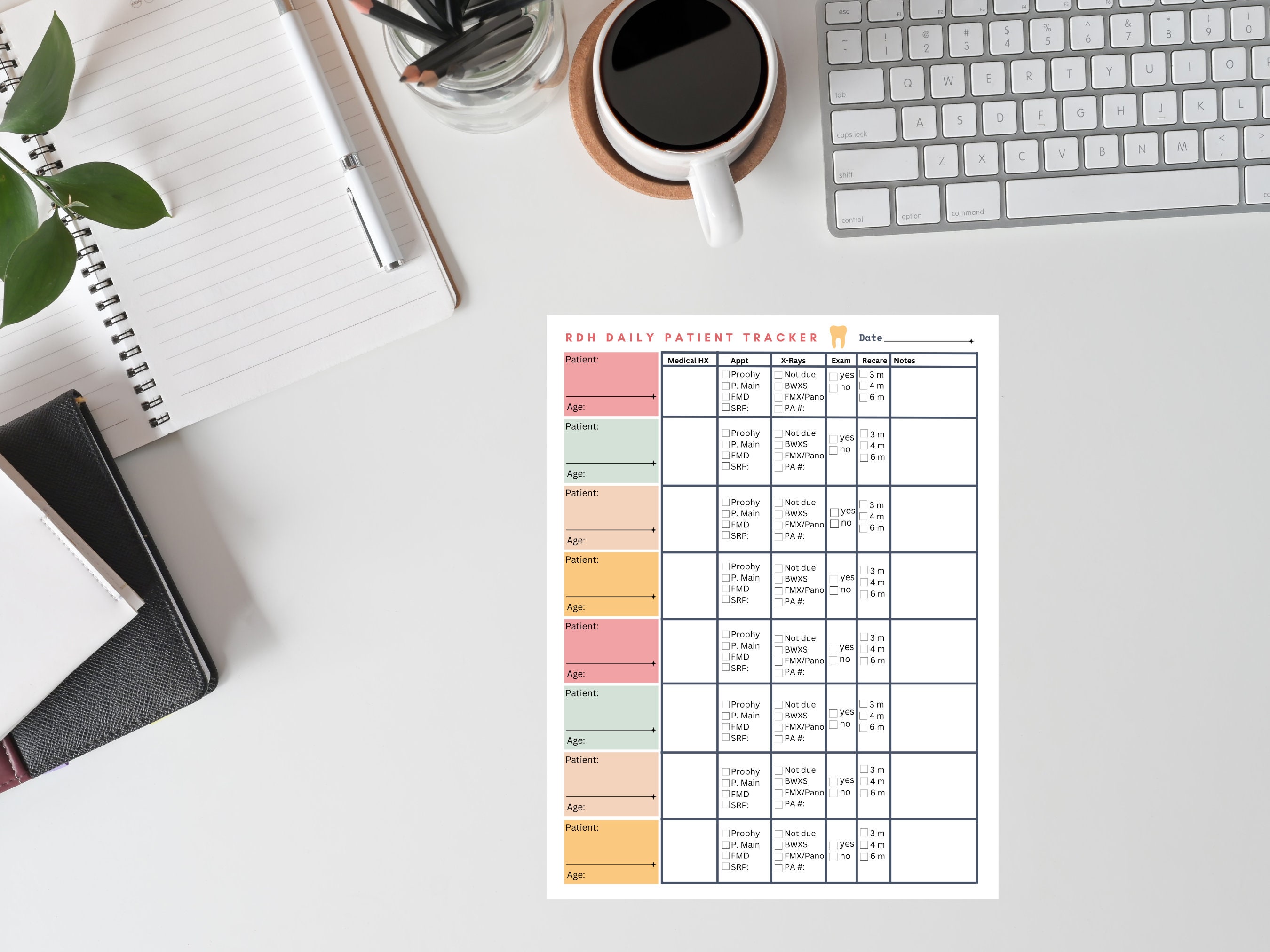 RDH Daily Patient Planner | Dental Hygienist Patient Tracker ...