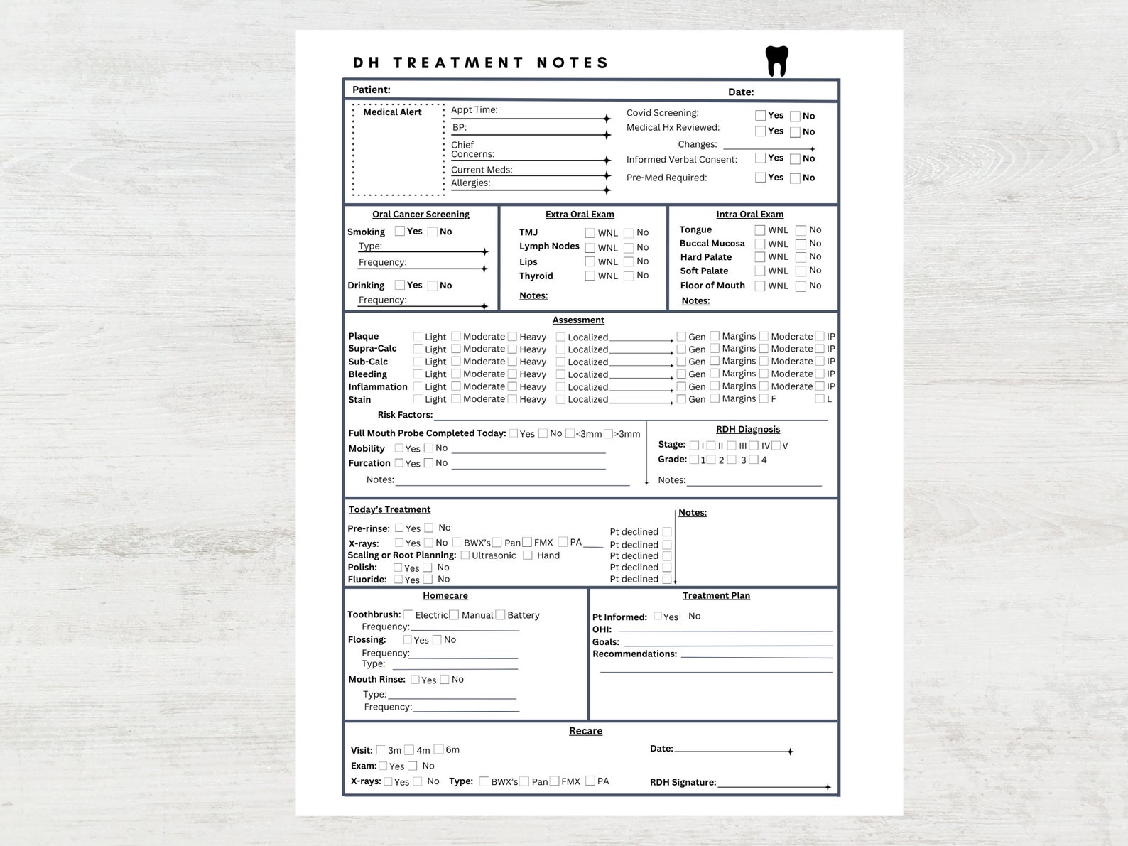 DH Treatment Notes | Dental Hygiene | Digital Printout | Hygiene Notes ...