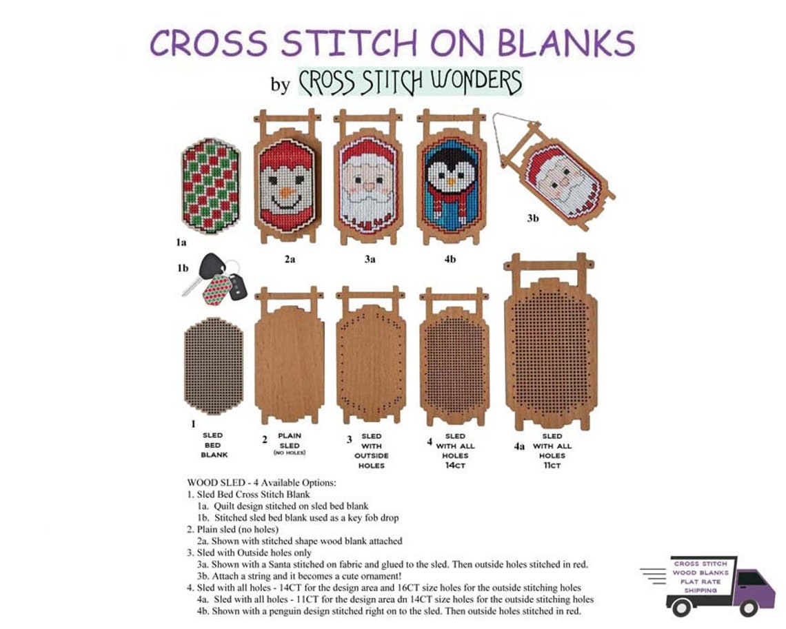 Sled, Sleigh, Laser Cut, Cross Stitch Blank, Wood Sled, Christmas ...