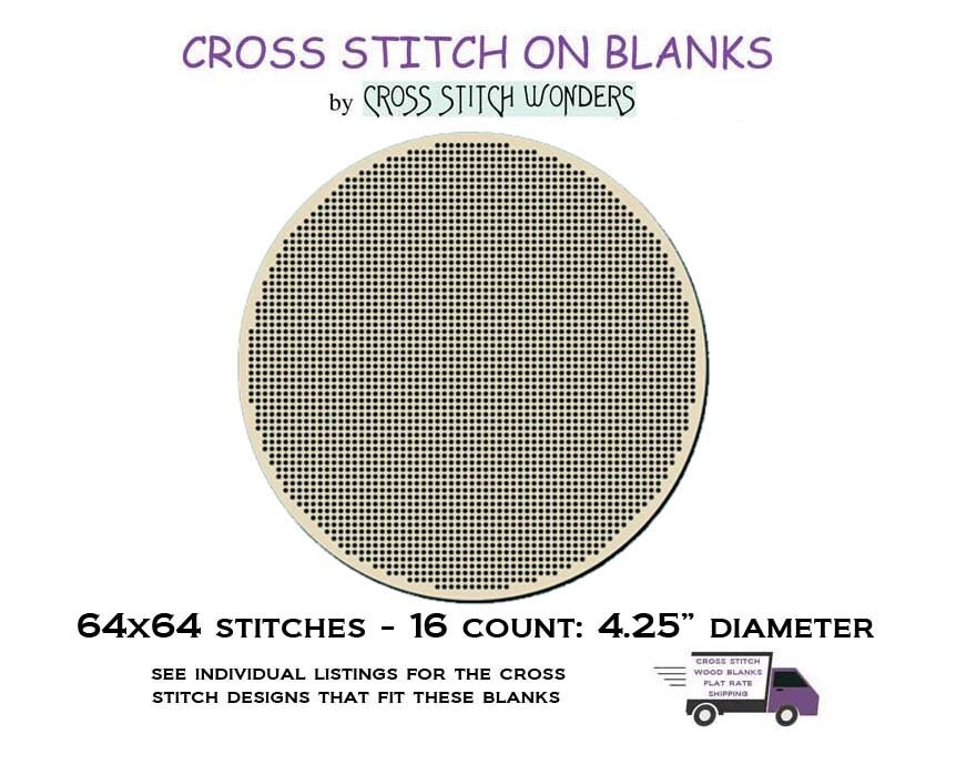 64x64 Stitches Round Cross Stitch Blank, 16 Count, Circle, 4.25" X 4.25 ...