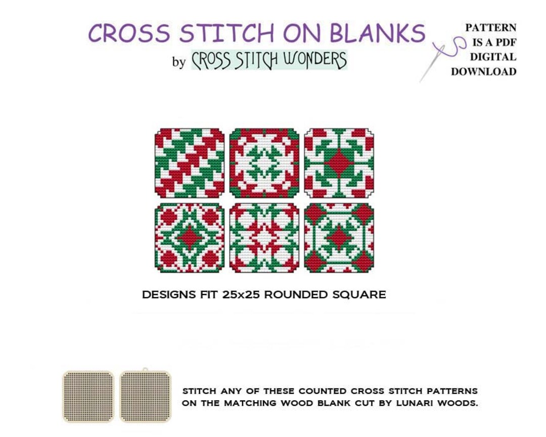 Christmas Quilt Blocks, 25x25, Rounded Square, Counted Cross Stitch ...
