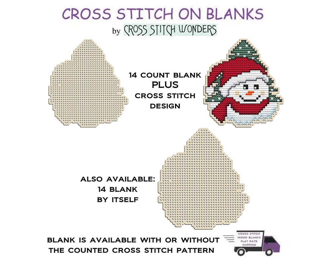 Christmas Tree SNOWMAN Ornament, Matching Blank in 14 Count WITH or ...