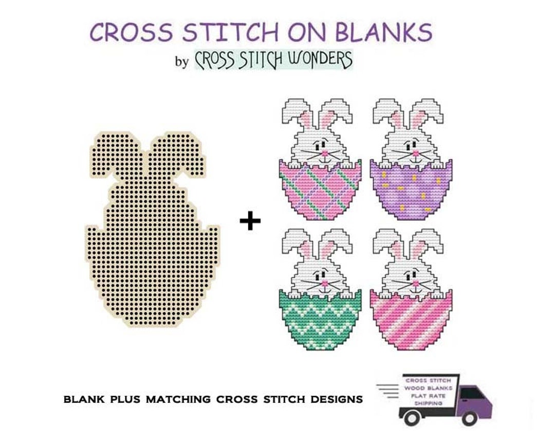 BUNNY Easter Egg Cross Stitch Blank Plus Matching Cross Stitch Designs ...