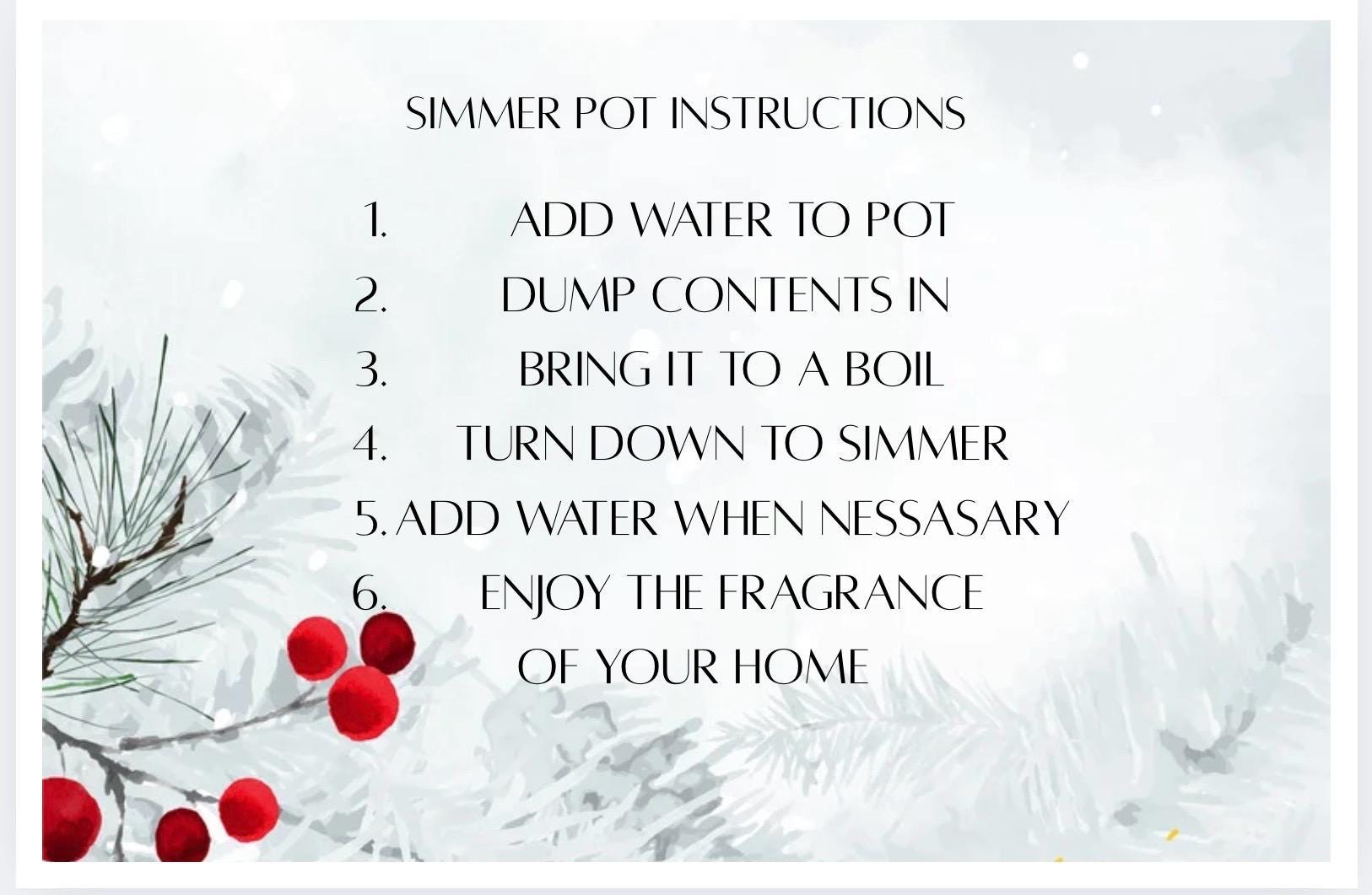 Simmer Pot Instruction Printable Recipe Card - Etsy