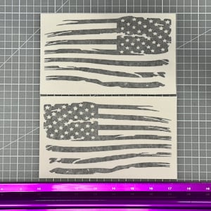 Pair (2) Matte Black Distressed Tattered American Flag Vinyl Decal ...