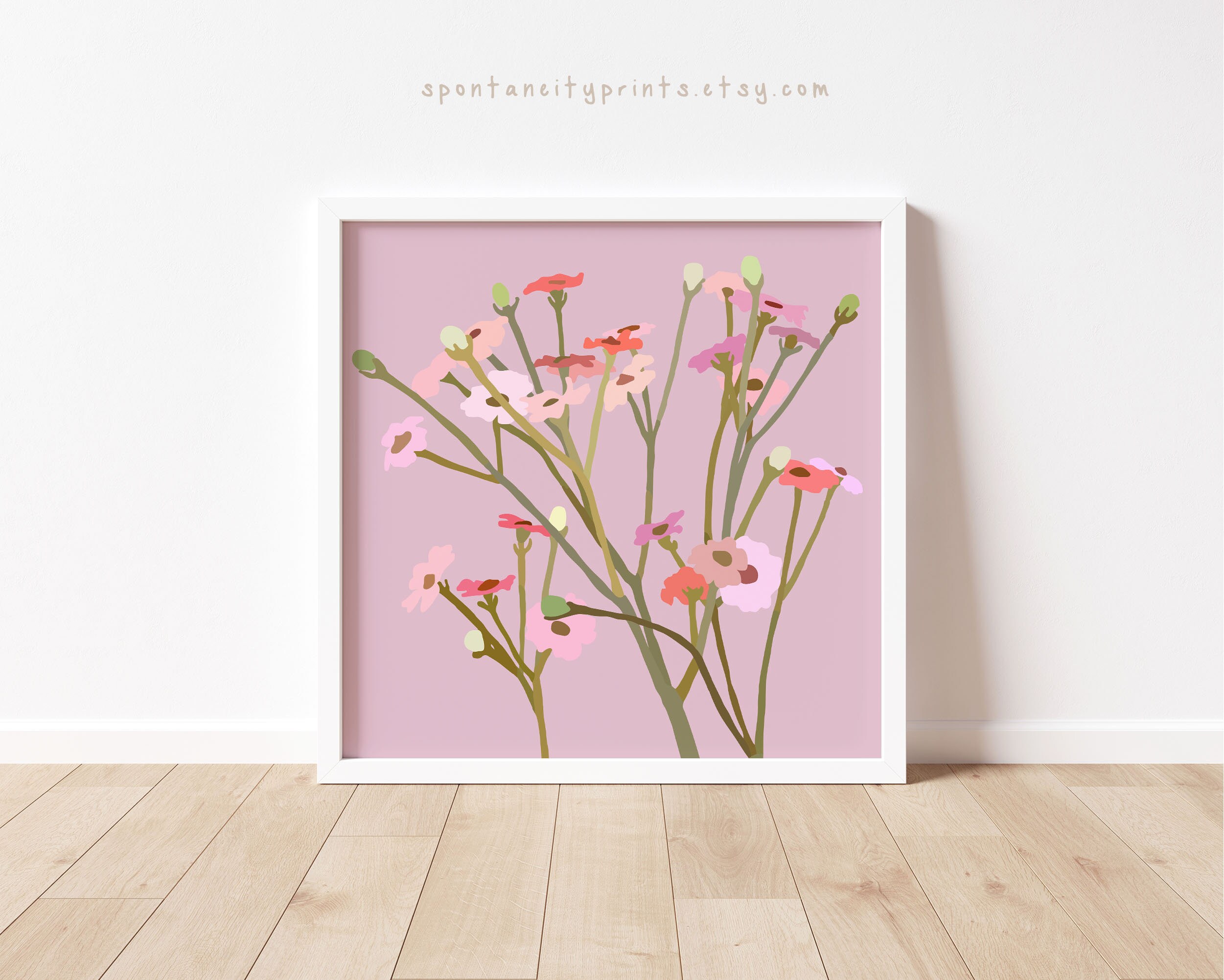 Fuchsia Peach Wildflower Wall Art Print, Pretty Flower Decor, Lilac ...
