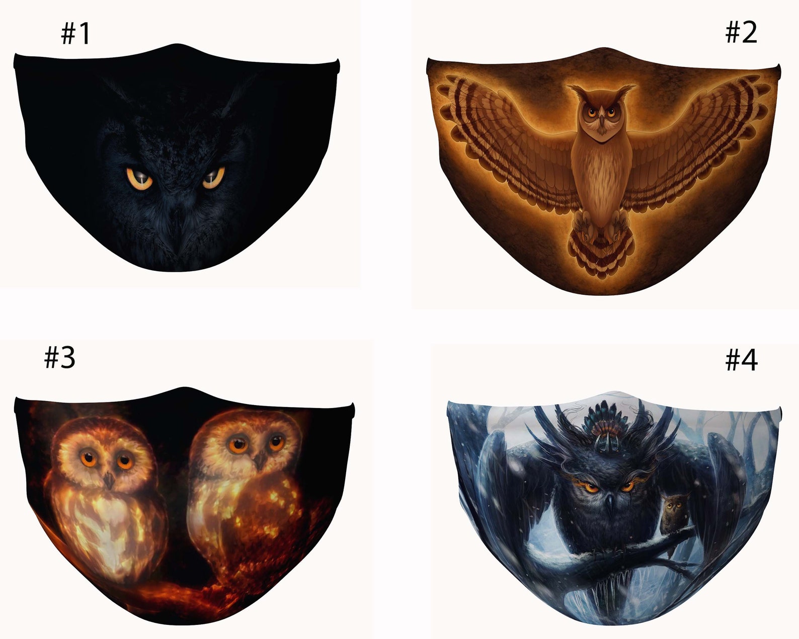 Owl face mask Black Owl face mask For adult and child owl | Etsy