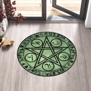 Pentagram Rug, Gothic Rug, Gothic Home Decor, Magic Circle Rug, Ritual ...
