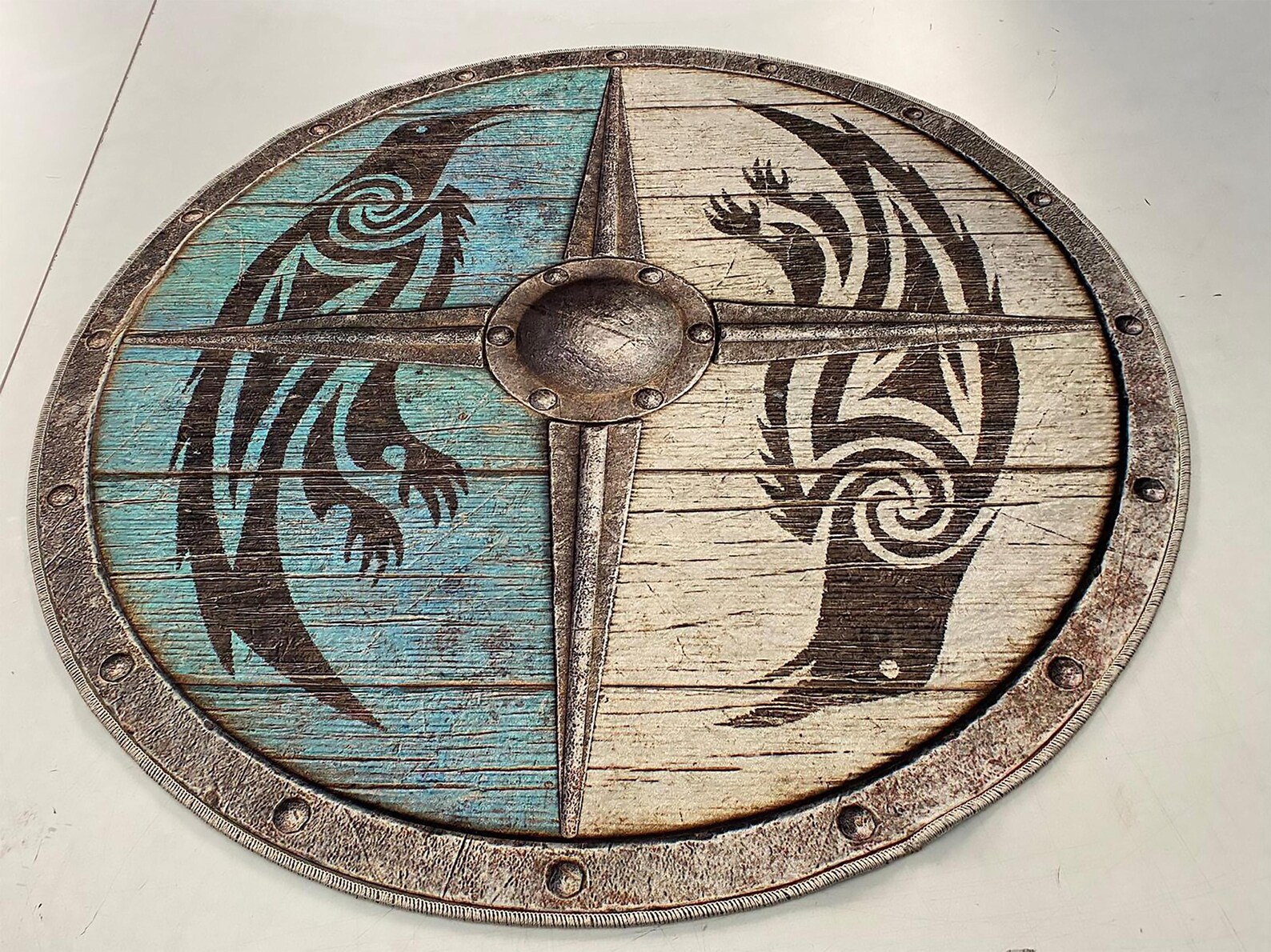 Viking Shield Rug: Medieval Decor With Black Crow Motif - Etsy