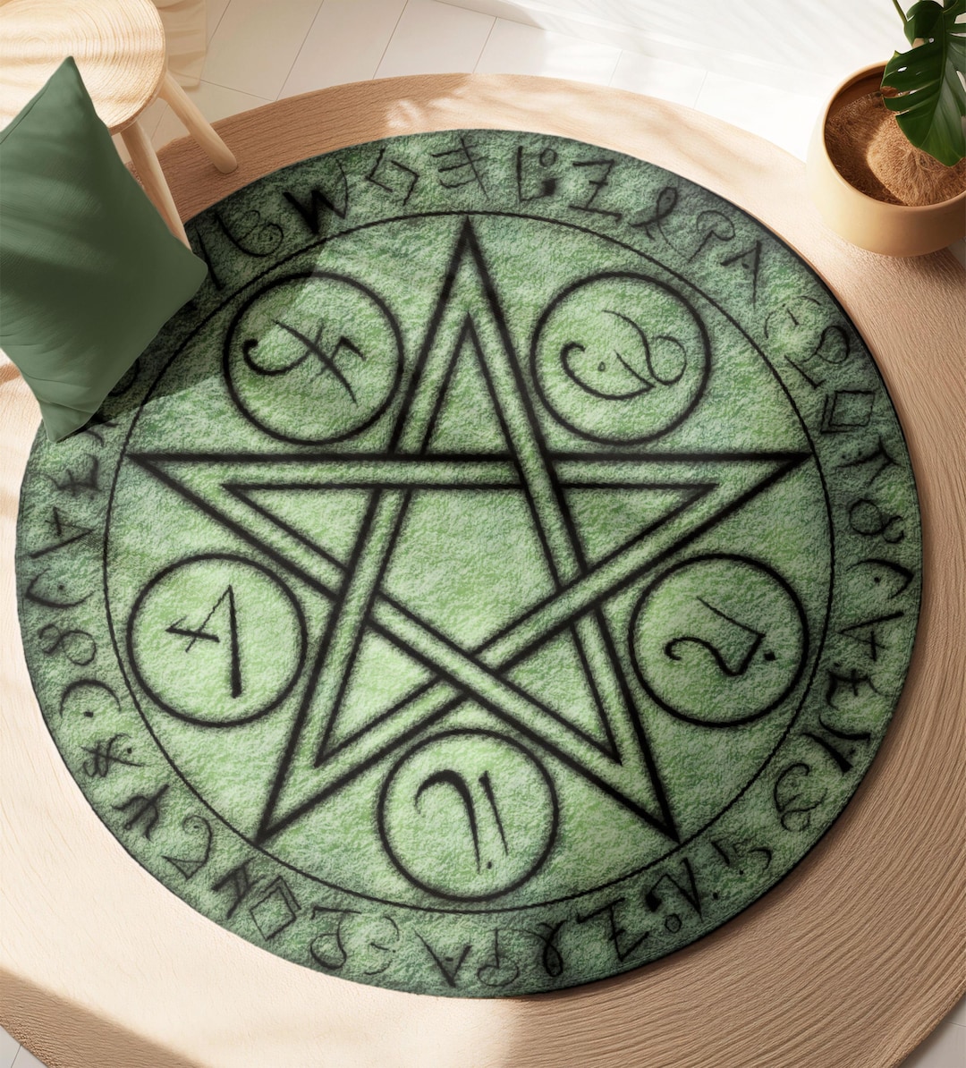 Pentagram Rug: Gothic Home Decor, Magic Circle Design - Etsy