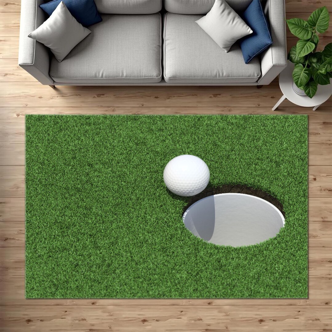 Golf Ball Rug: Modern Sports Decor, Washable Carpet - Etsy