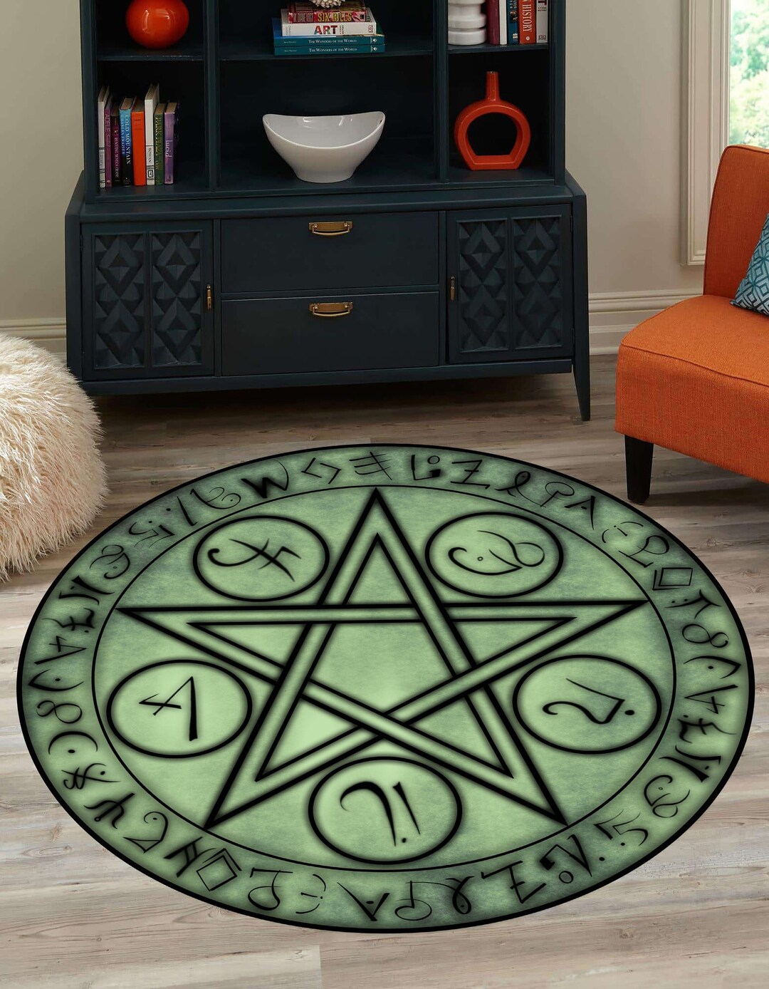 Pentagram Rug Gothic Rug Gothic Home Decor Magic Circle - Etsy