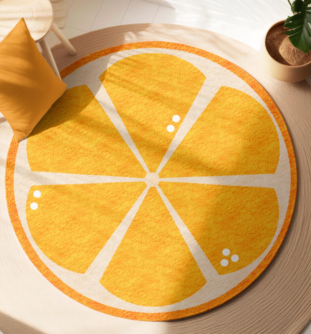 Orange Slice Kitchen Rug: Washable, Vibrant Citrus Carpet - Etsy