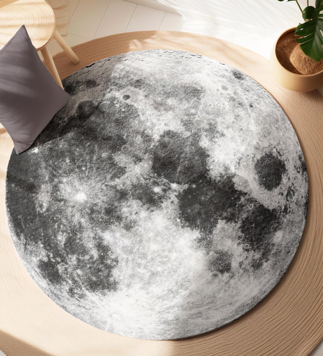 Full Moon Rug, Round Moon Rug, 3D Moon Rug, Astronomy Gift, Galaxy Rug ...