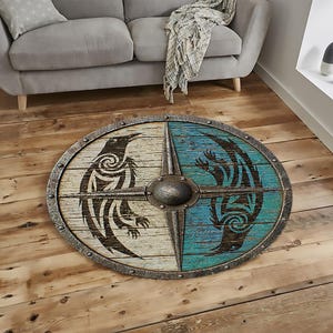 Viking Rug, Viking Decor, Medieval Shield Rug, Viking Shield Rug ...