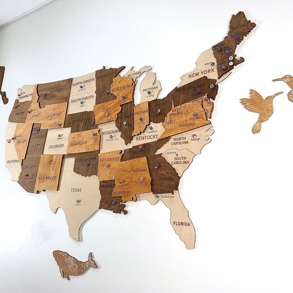 Wooden United States Map - Etsy
