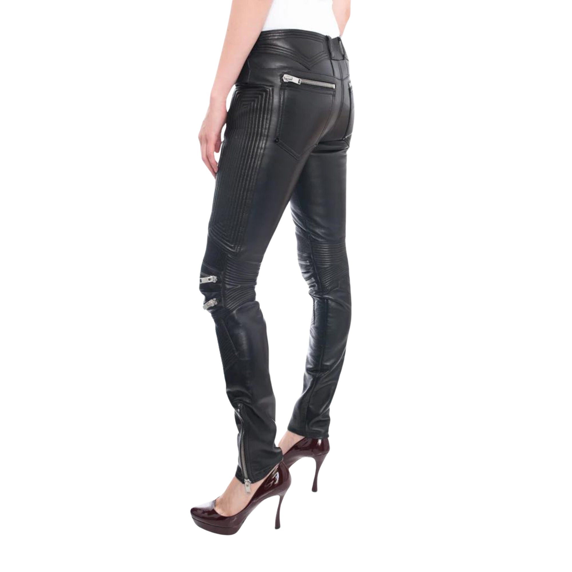 Electric Zipper Leather Pants for Men and Women Genuine Black - Etsy