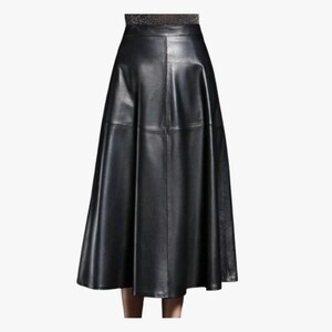 Faux Leather Flare Skirt, A-line Leather Skirt, High Waist Leather Skirt for Party Wear, Stylish ...