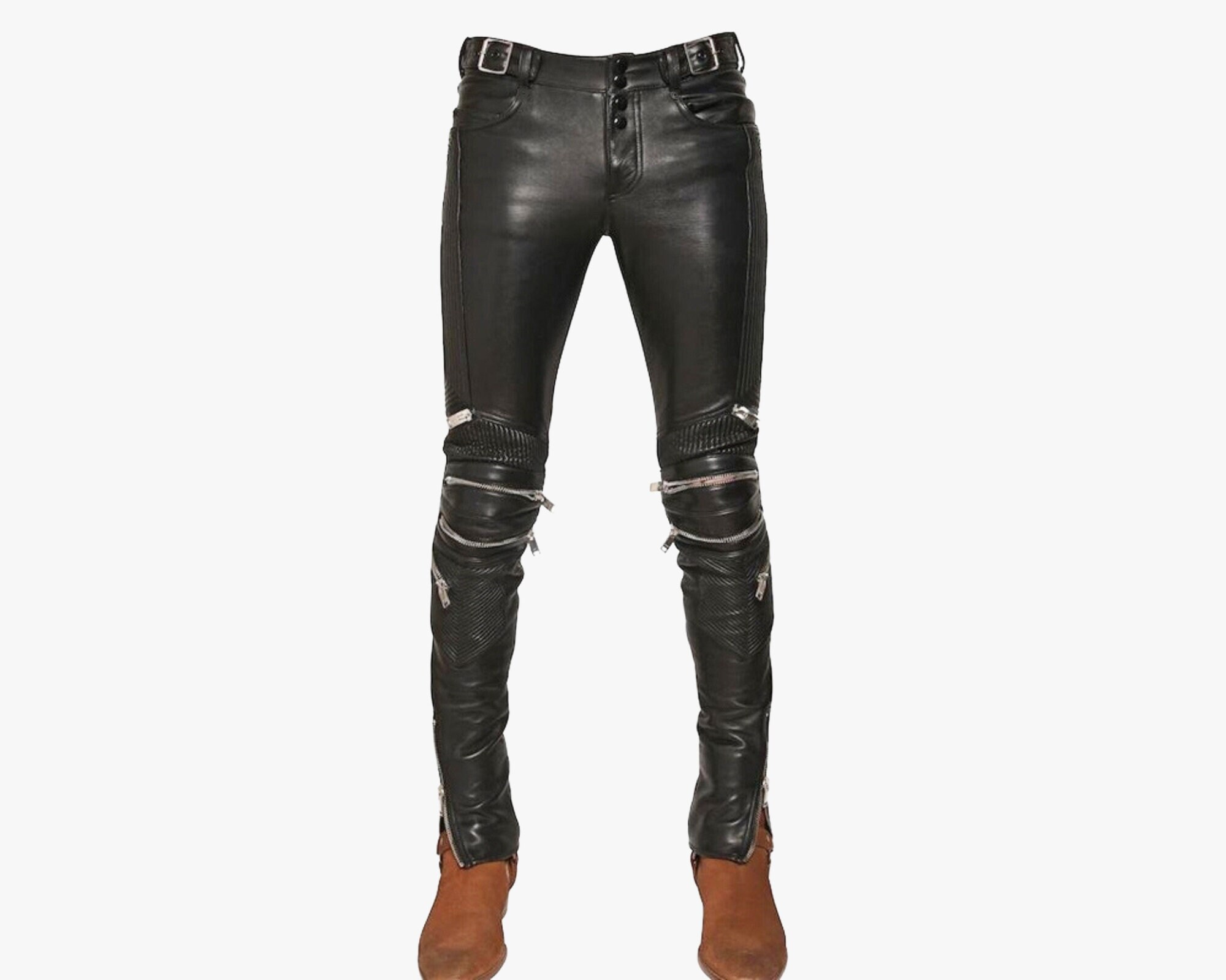 Electric Zipper Leather Pants for Men and Women Genuine Black - Etsy