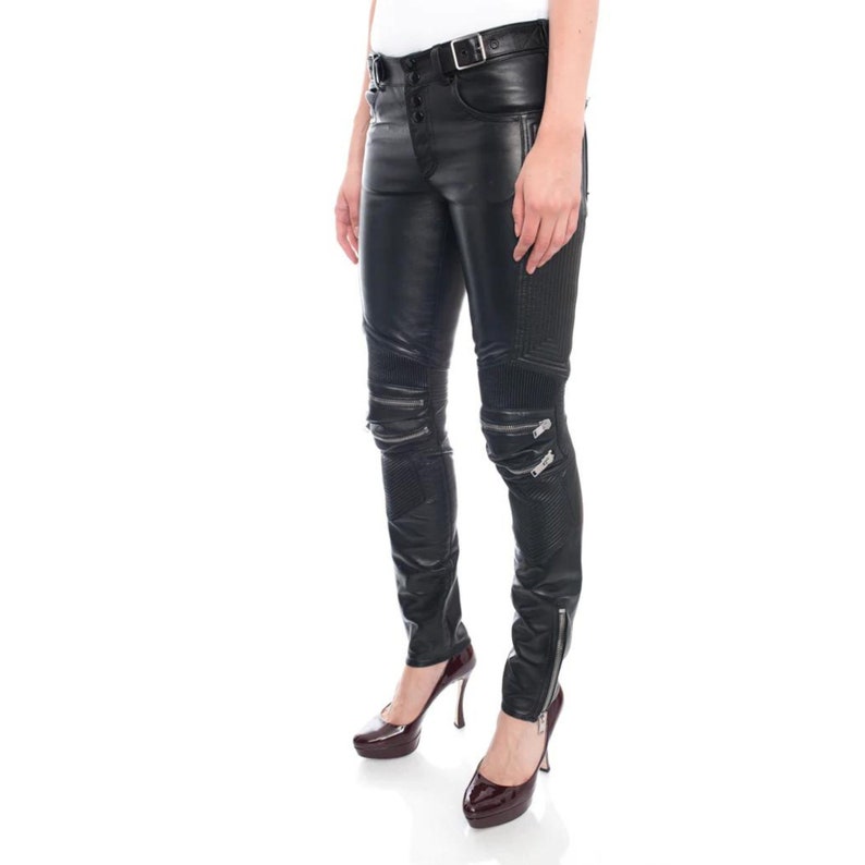 Electric Zipper Leather Pants for Men and Women Genuine Black - Etsy