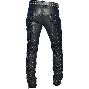 Front & Back Laced up Trouser, Laces Pants for Biker Wear Theme, Mens ...