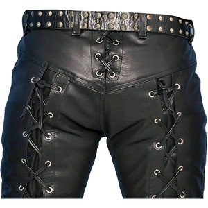 Front & Back Laced up Trouser, Laces Pants for Biker Wear Theme, Mens ...