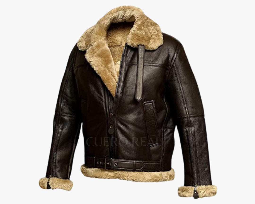 Aviator Jacket RAF, Bomber Jacket Made With Leather, Shearling Fur ...