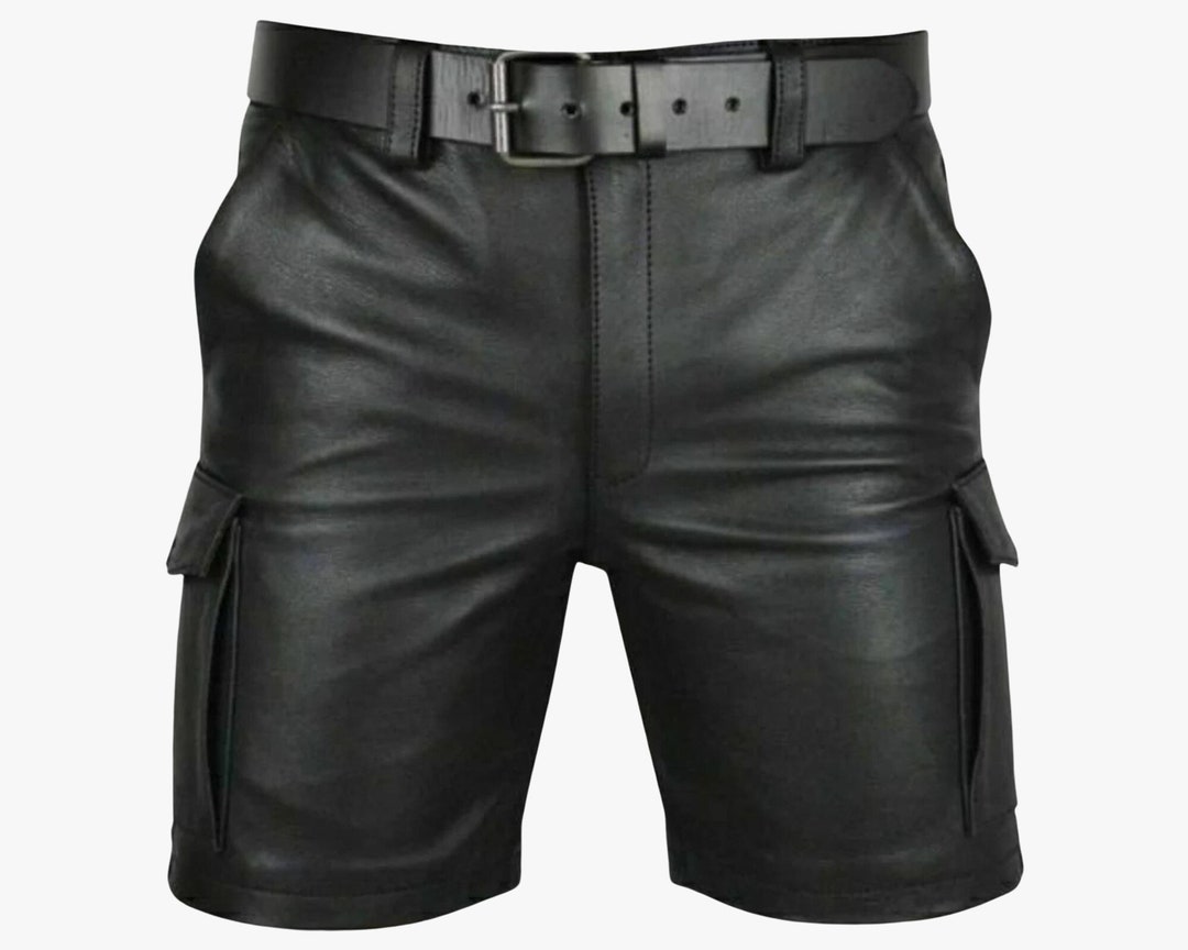 Men's Real Cargo Shorts, Neutral Adult Shorts, Handmade Leather Summer ...