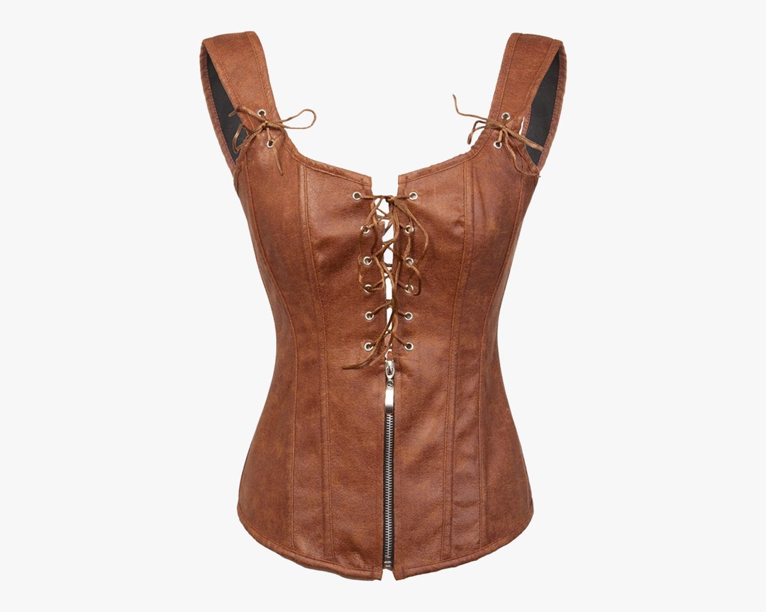 Renaissance Brown Corset With Garters, Women Vest Renaissance Steampunk ...