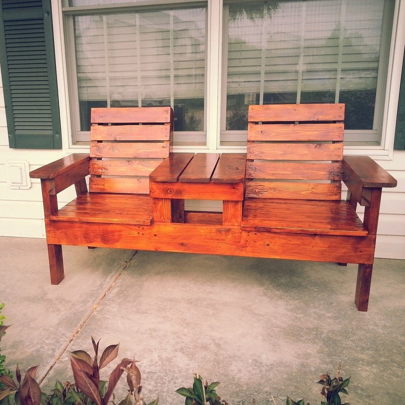 Double Bench With Table - Etsy