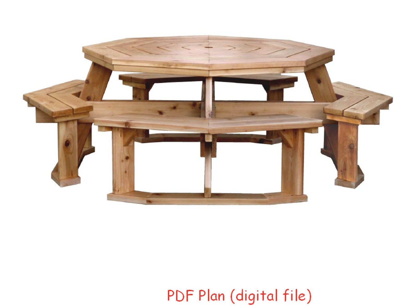 Octagon Picnic Table PDF Plans. Benches Outdoor Woodworking - Etsy
