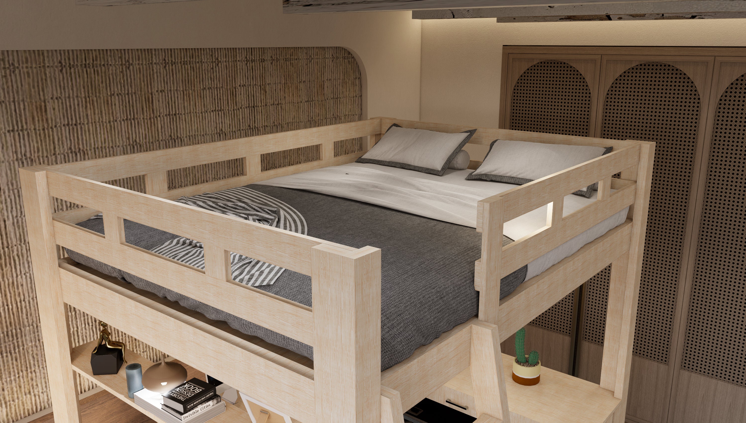 Loft Bed Plans. Full Size DIY Loft Bed With Desk Plan. PDF - Etsy Canada